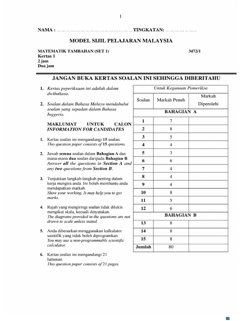 Kluang Set 1 (MT) | PDF