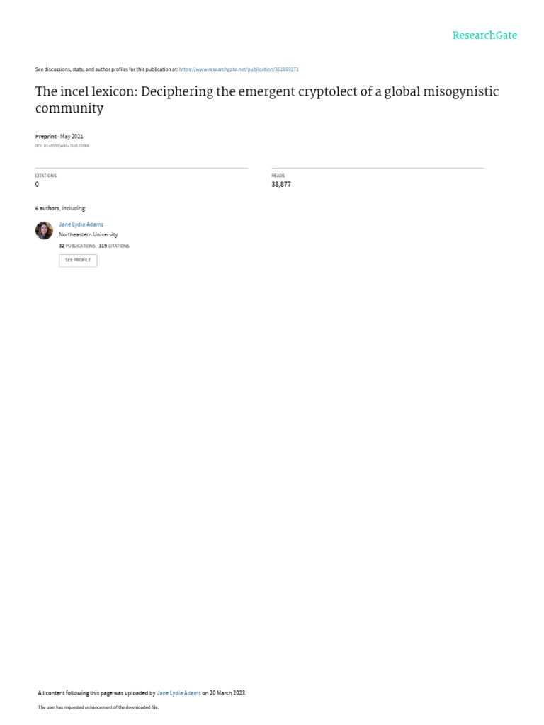 The Incel Lexicon Deciphering The Emergent Cryptol | PDF