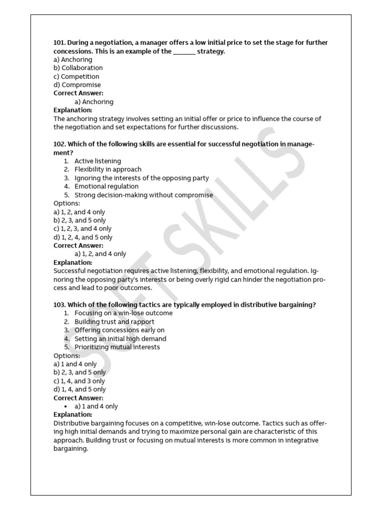 Soft Skills - MCQ'S Part 2 | PDF | Negotiation | Communication