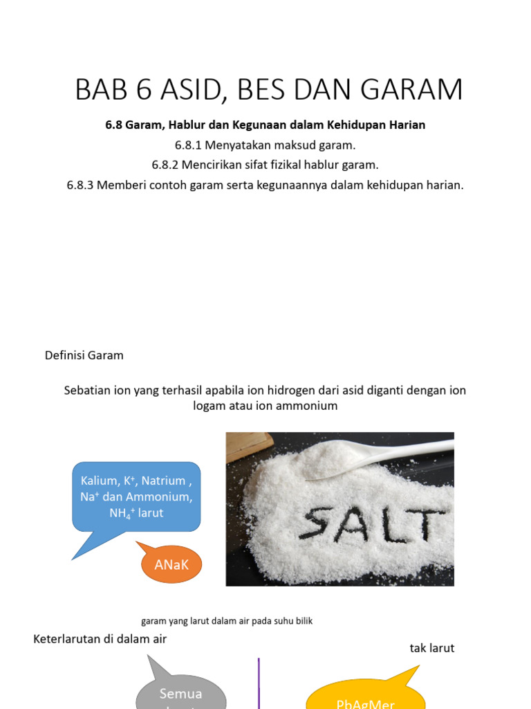 Garam, Hablur Dan Kegunaan Dalam Kehidupan Harian | PDF