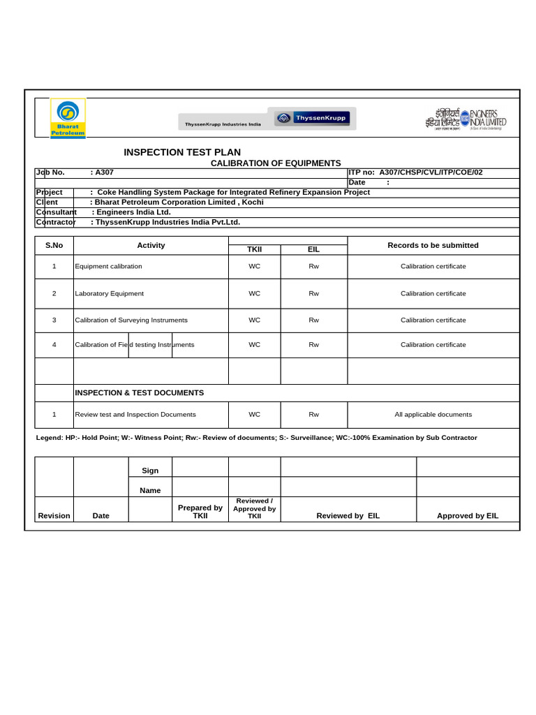 Equipment Calibration Plan for Project | PDF