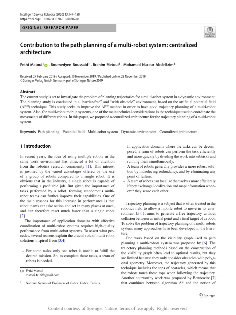Contribution To The Path Planning of A Multi-Robot | PDF | Robot | Robotics