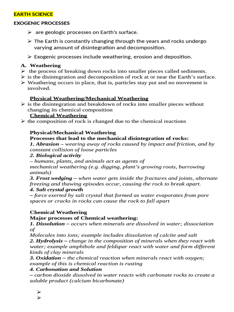 Earth Science | PDF | Plate Tectonics | Weathering