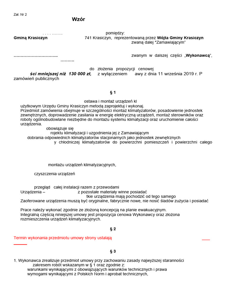 Wzór Umowy Poprawiony Zał NR 2 | PDF