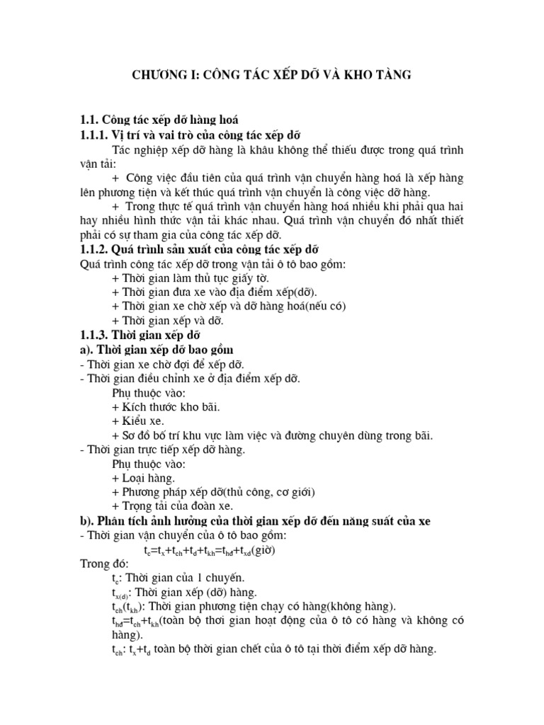chuong 1 cong tac xep do va kho tang | PDF
