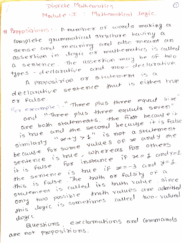 Mathematical Logic - Proposition - Lecture 1 | PDF