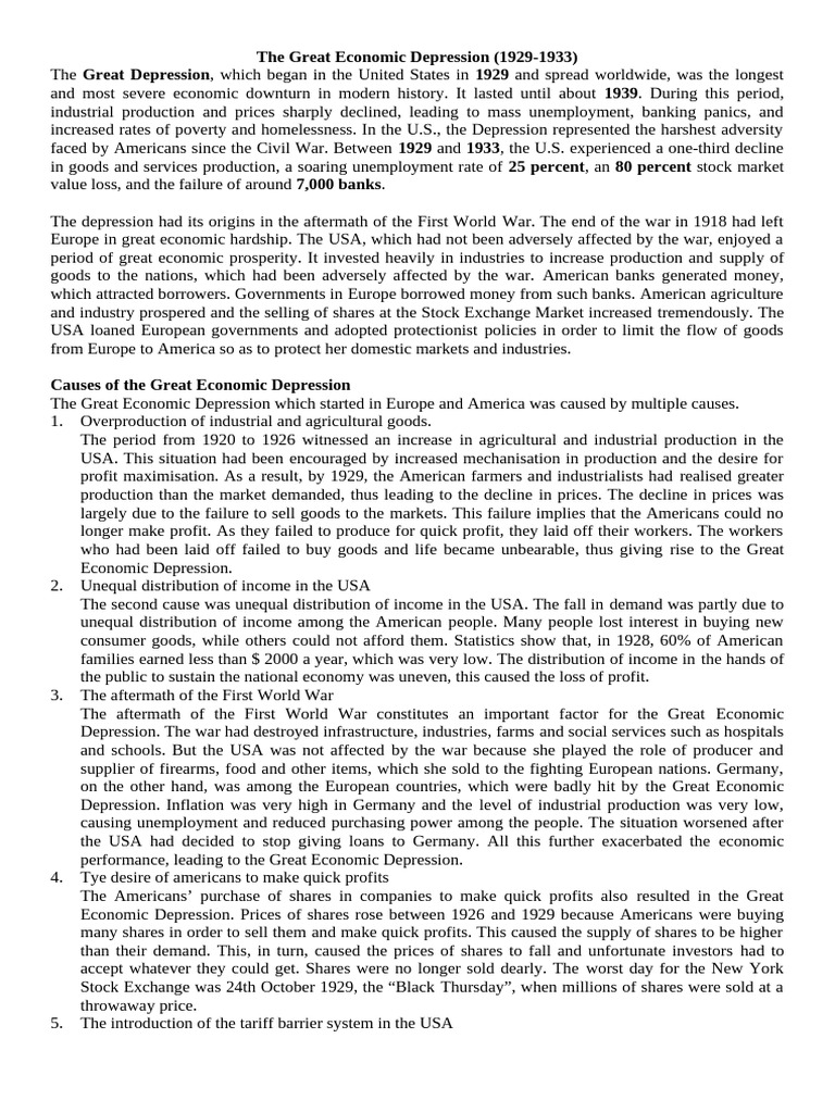 Great Economic Depression | PDF | Great Depression | Taxes