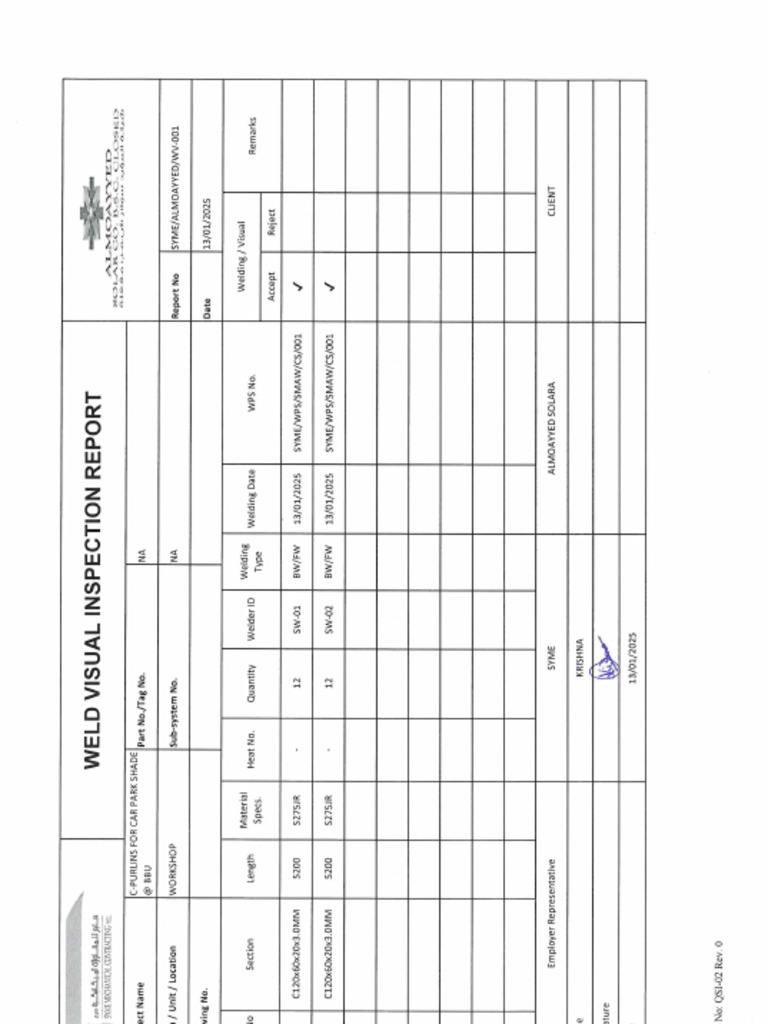 Weld Visual Report | PDF