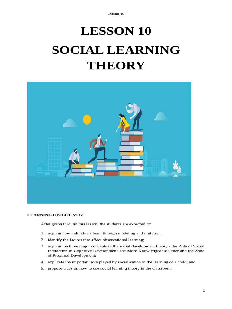 Lesson 10 - Social Learning Theory | PDF | Socialization | Learning