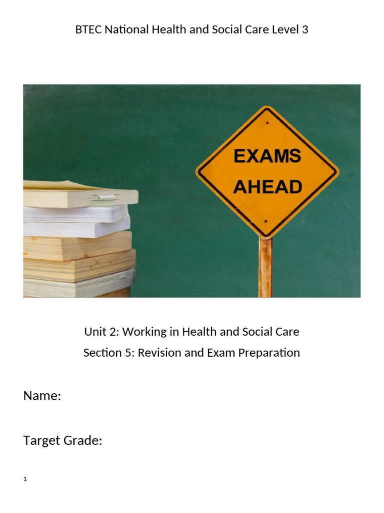 HSC Level 3 Unit 2 Exam Revision Guide | PDF | Social Work | Health Care