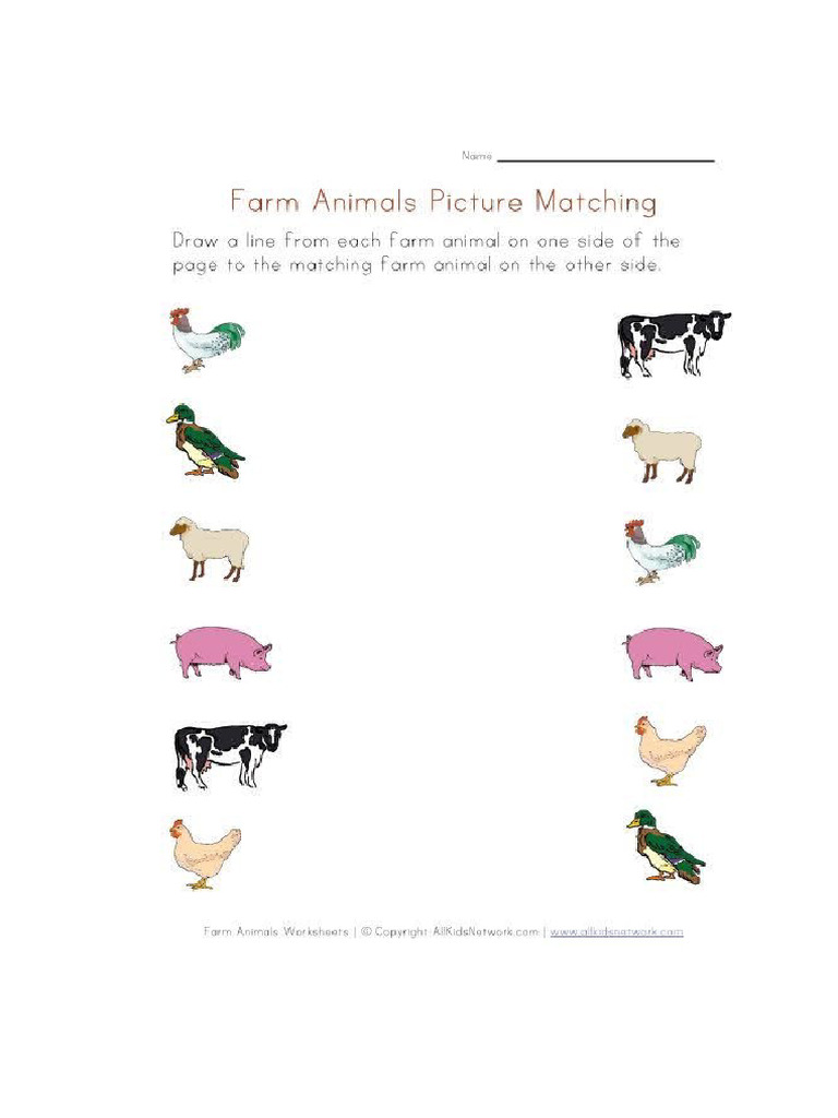 Matching Farm Animals | PDF