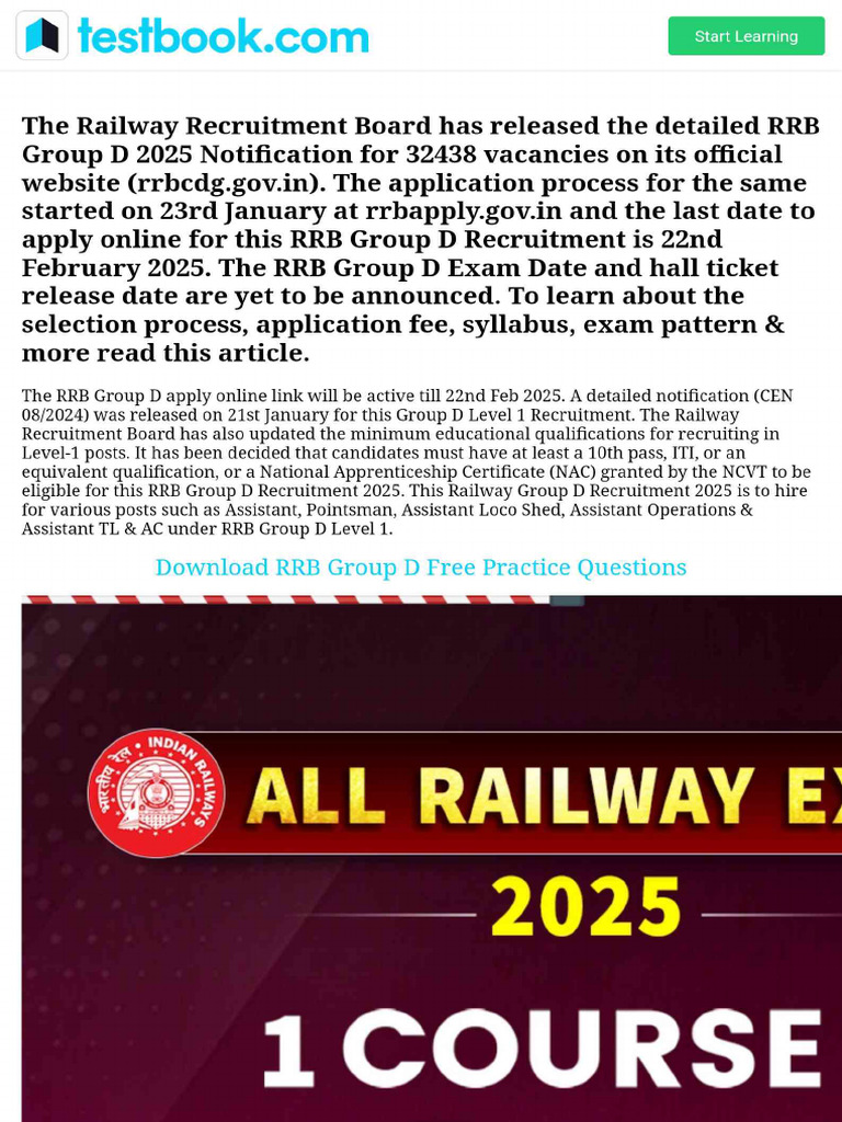 RRB Group D Recruitment 2025exam Info | PDF