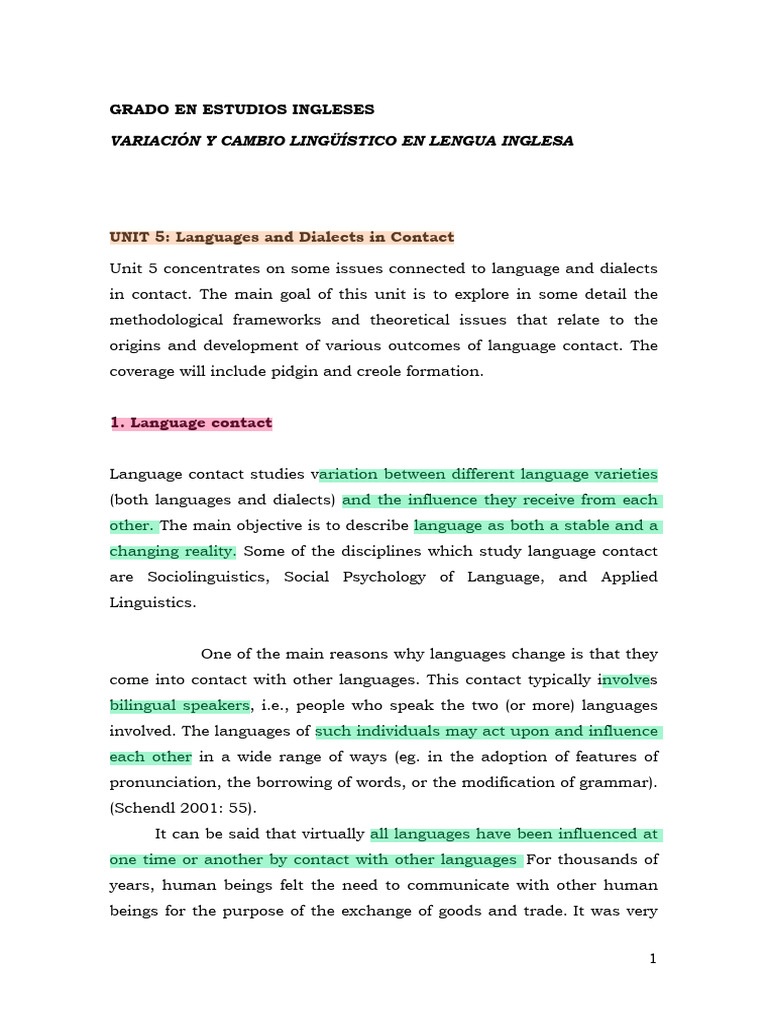 Unidad 5 | PDF | English Language | Dialect