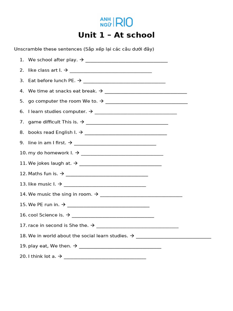 Sentence Unscrambling Exercise | PDF