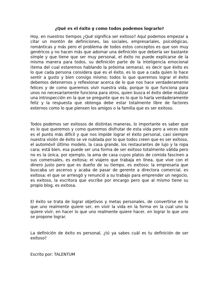 Definición Personal del Éxito | PDF
