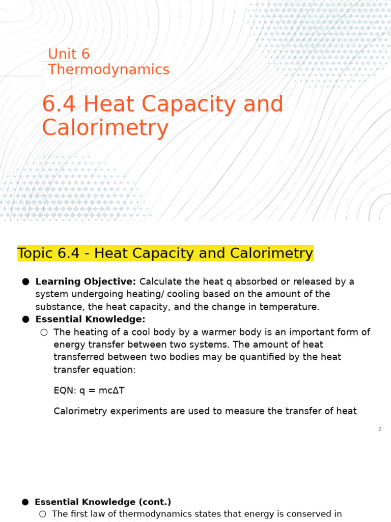 Topic 6.4 | PDF | Calorie | Heat
