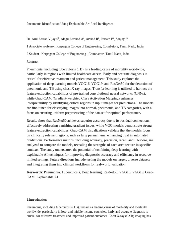 Springer Formatted Pneumonia Identification | PDF | Deep Learning | Sensitivity And Specificity
