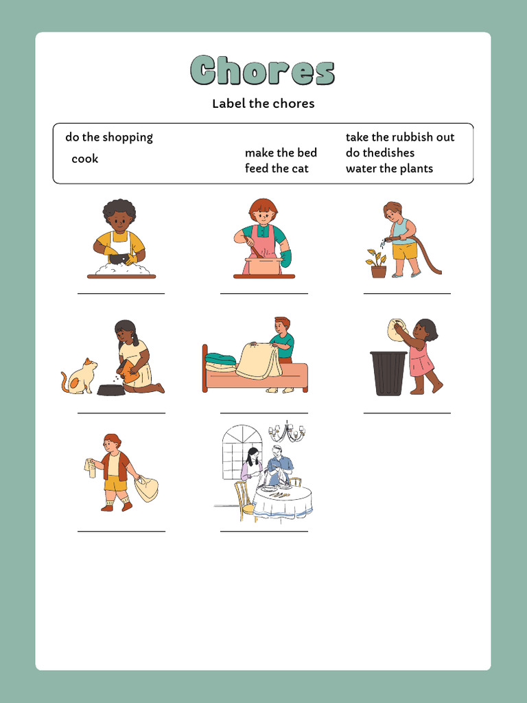 Brown Printable Household Chores Worksheet (1) | PDF