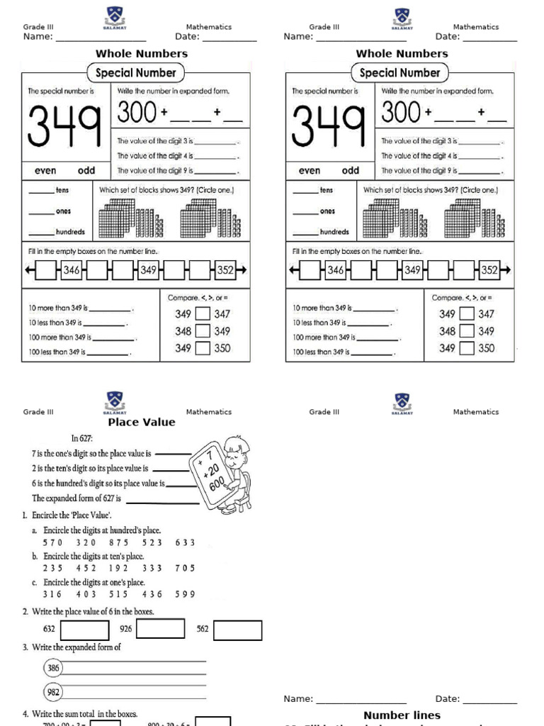 Grade III Mathematics Worksheets | PDF