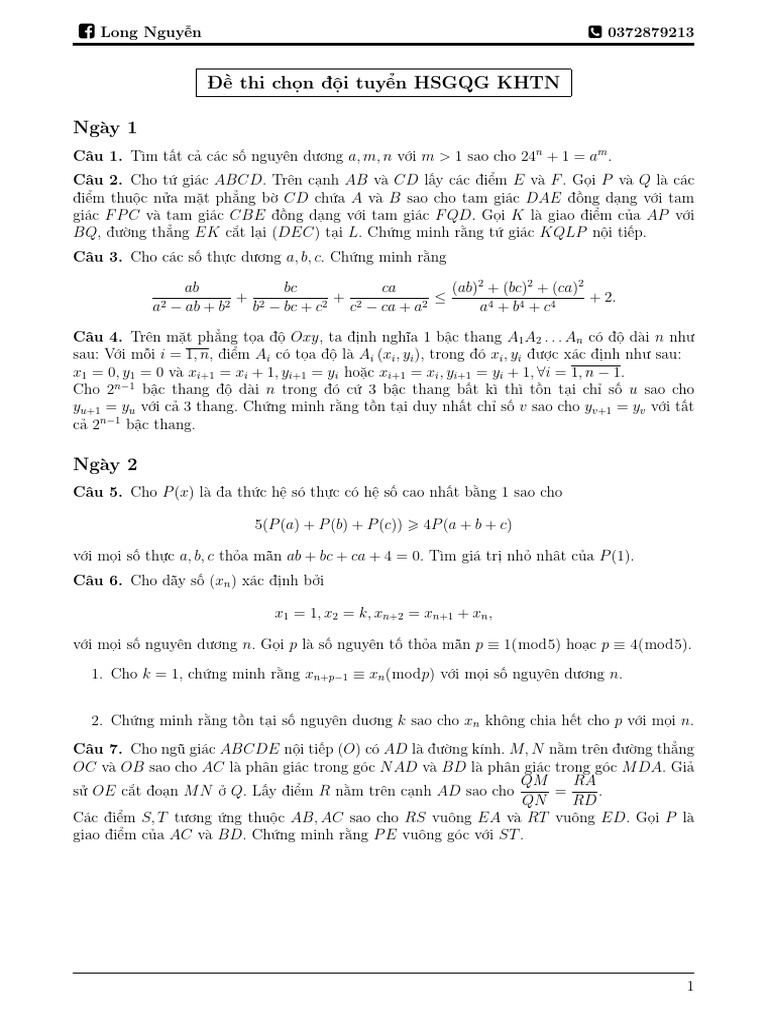 KHTN TST 2024 | PDF