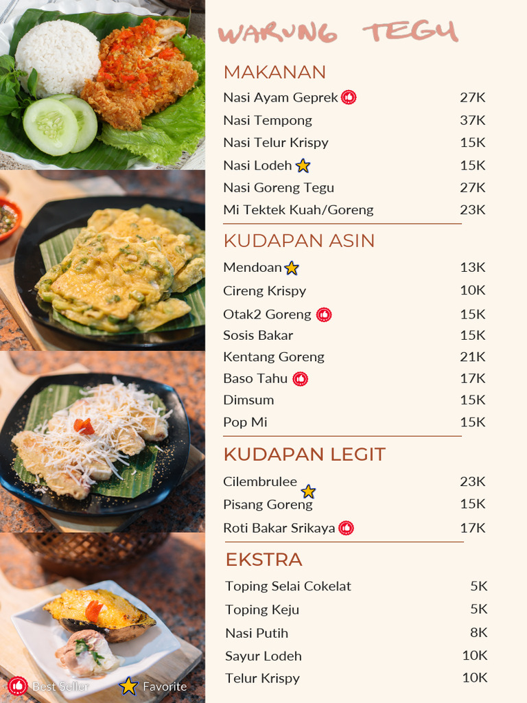 Menu Lengkap Warung Tegu | PDF