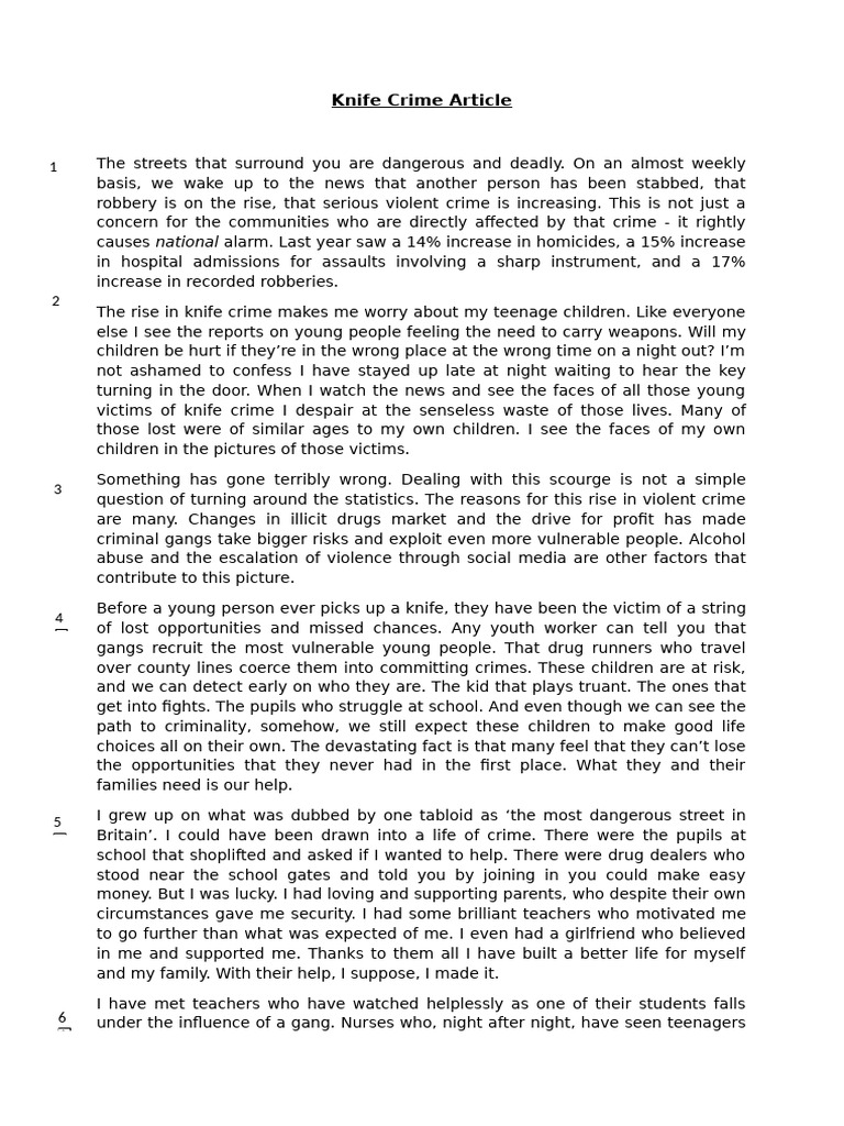 Knife Crime Persuasive RUAE | PDF | Crimes | Crime & Violence