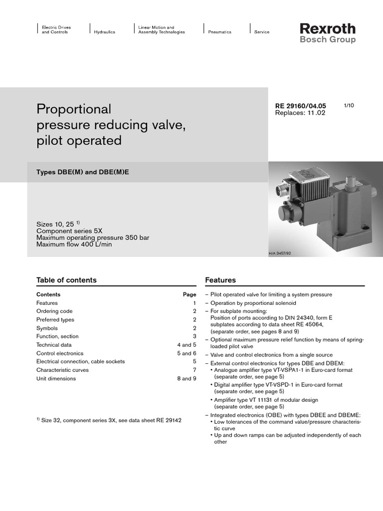 Rexroth Proportional Relief Valve Sample | PDF | Valve | Electrical Connector