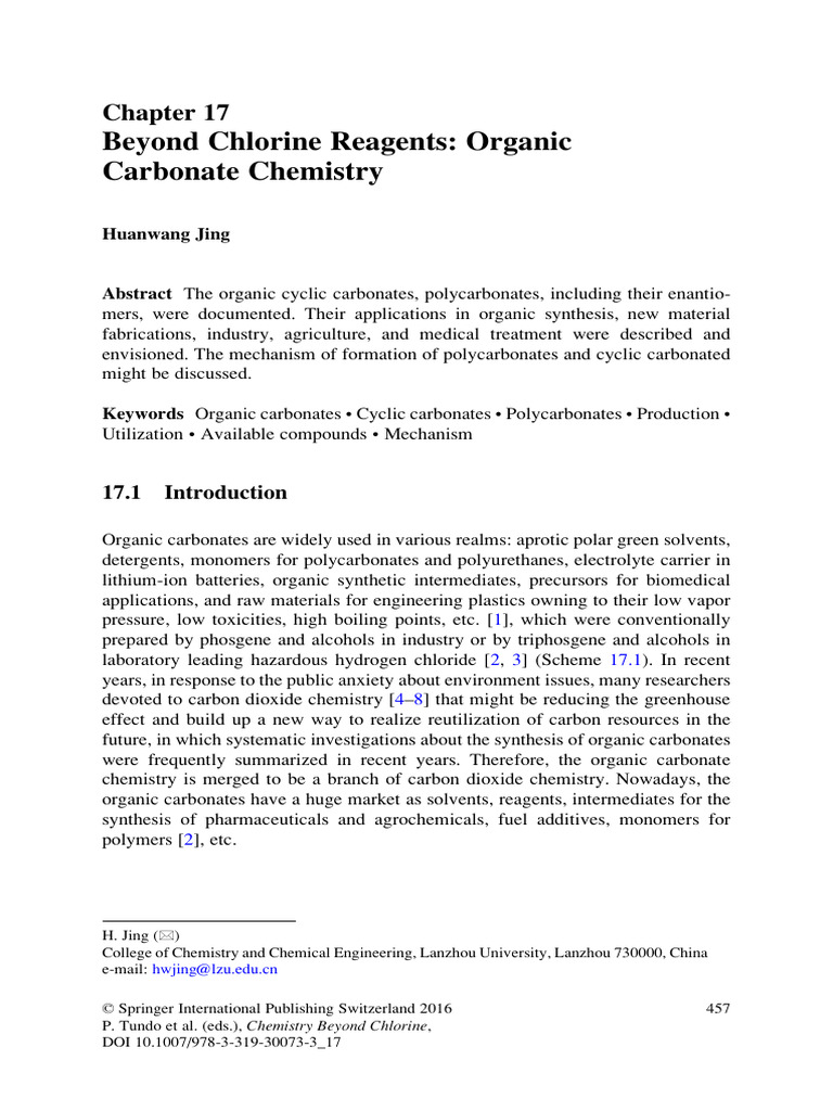 024-Chapter 17 Beyond Chlorine Reagents: Organic Carbonate Chemistry | PDF | Catalysis ...