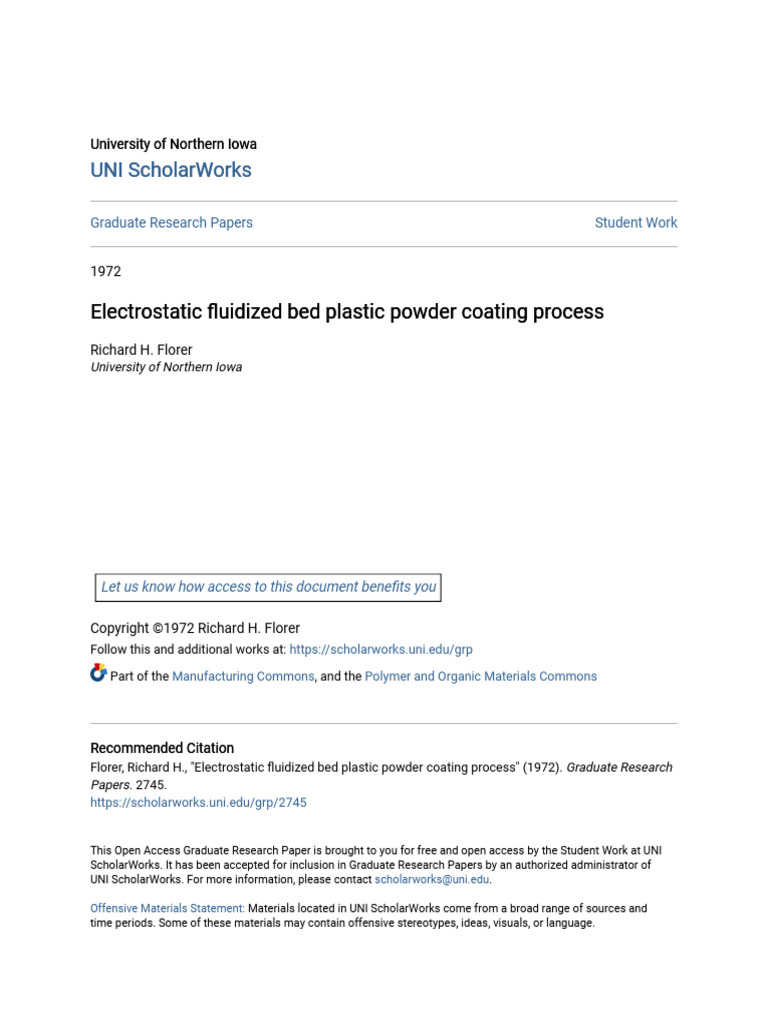 Electrostatic fluidized bed plastic powder coating process | PDF ...