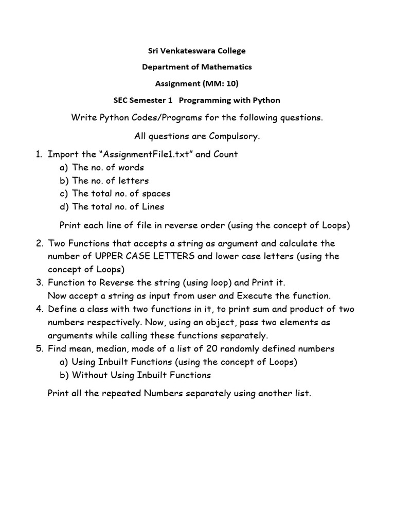 Python Programming Assignment | PDF