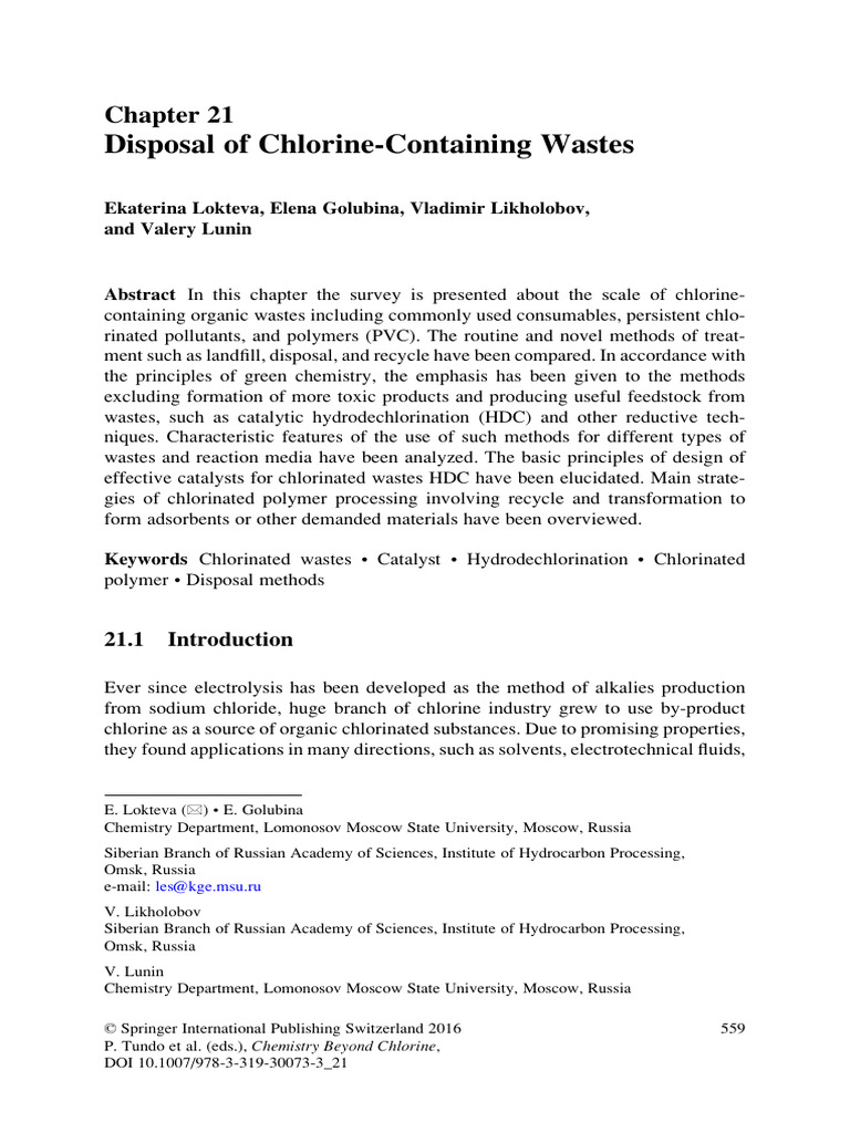 Chlorine Waste Disposal Methods | PDF | Polyvinyl Chloride | Catalysis