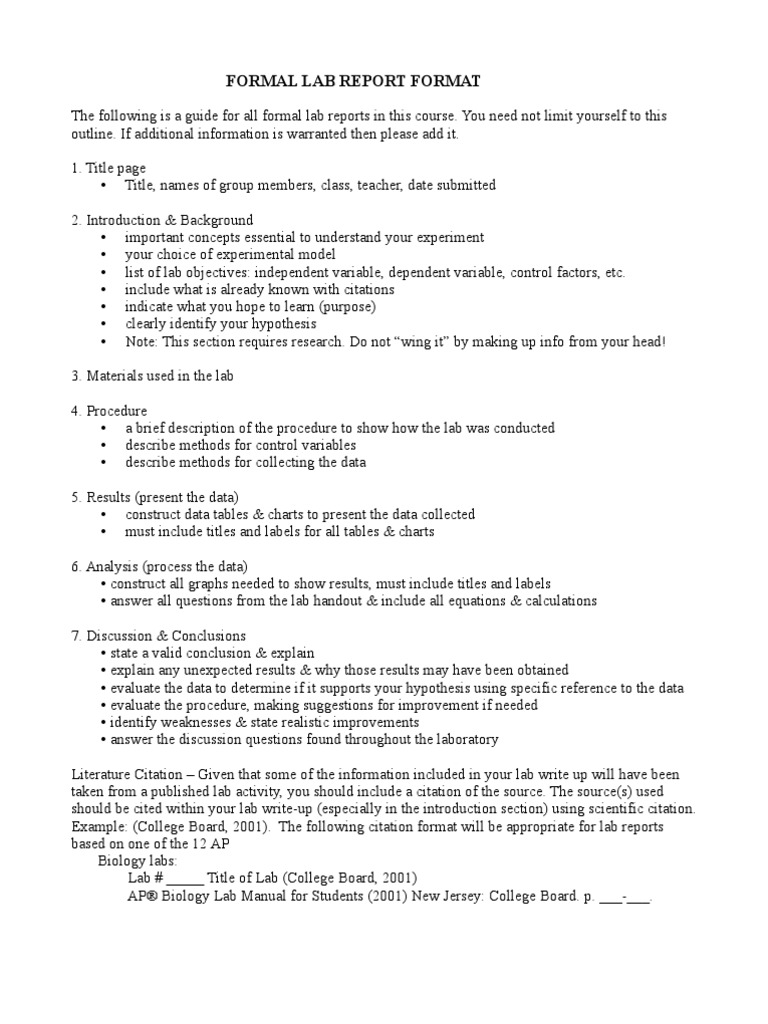 AP Lab Report and Setup | PDF | Scientific Method | Experiment