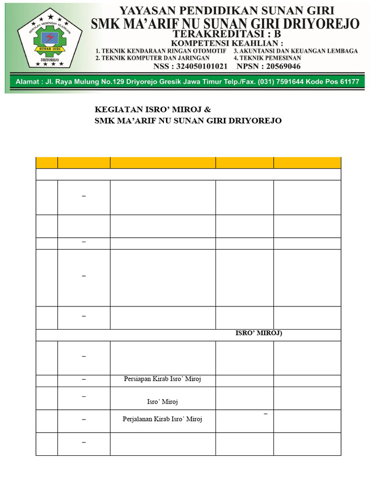 Sop Kegiatan Isro Miroj & Lomba TKJ 2025 | PDF