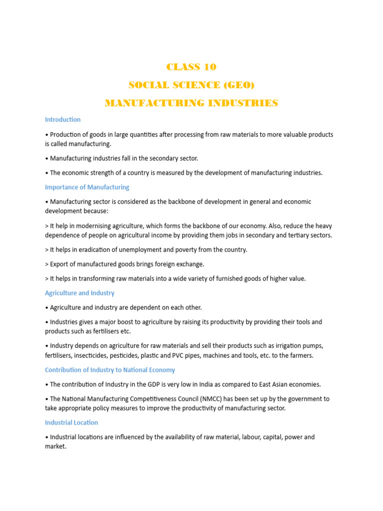 Manufacturing Notes 1 | PDF | Chemical Industry | Textiles