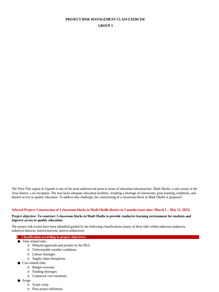 Risk Management Classroom Exercise | PDF | Risk