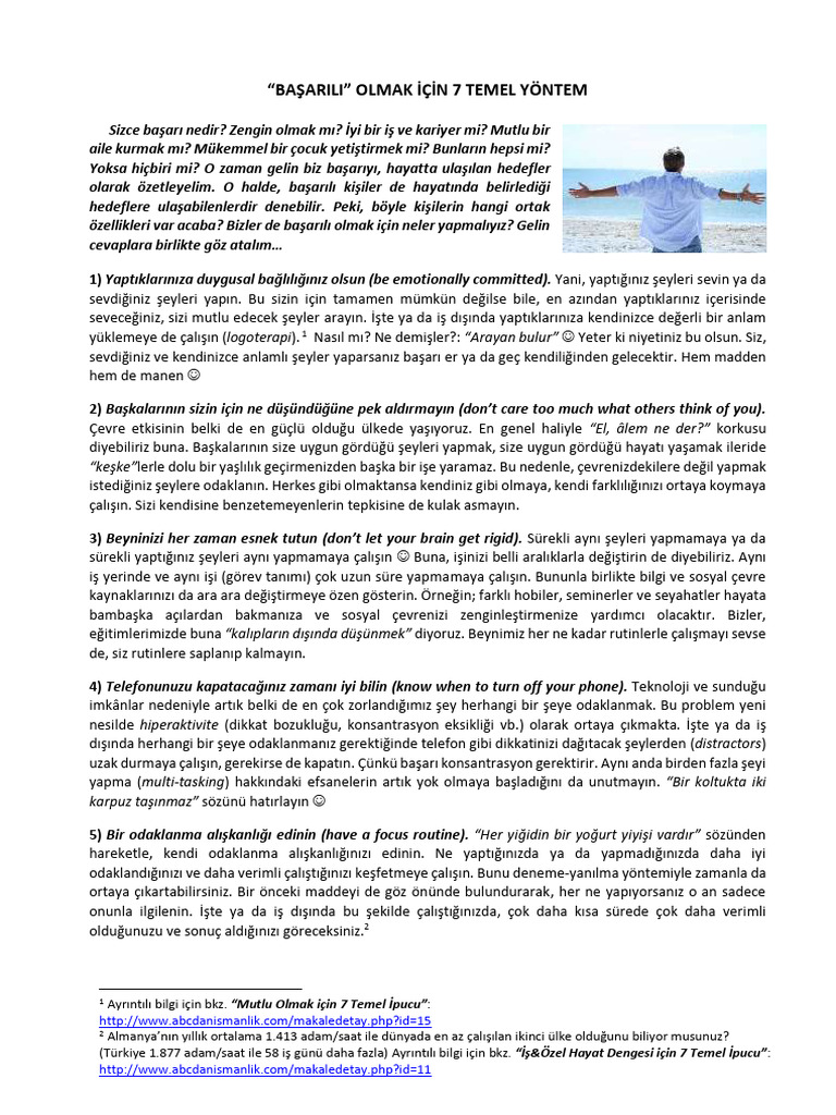 Basarili Olmak Icin 7 Temel Yontem Arif Gokhan Rakici 1744 | PDF