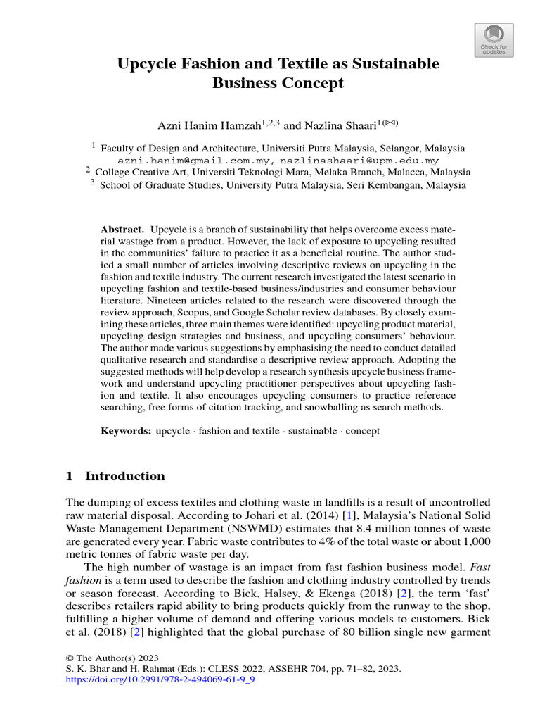 Upcycle Fashion and Textile As Sustainable Busines | PDF | Textiles | Fashion