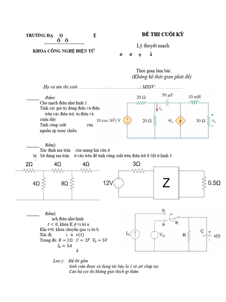 De Thi Cuoi Ki HK2 2023-2024 | PDF