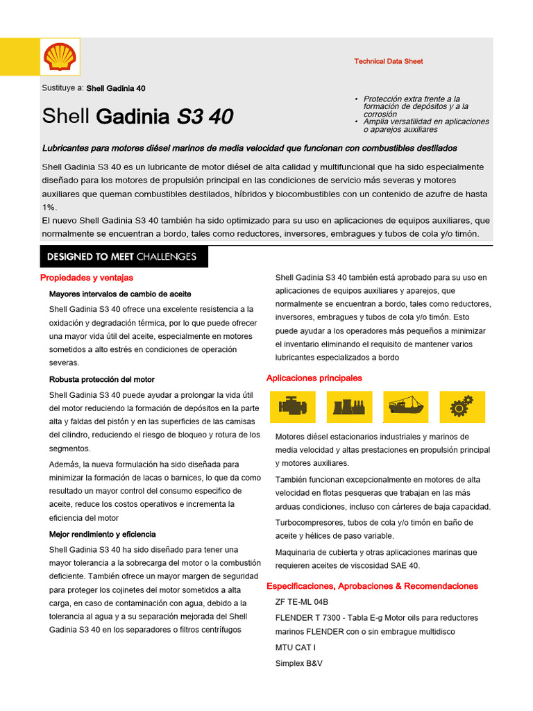 Gadinia S3 40 | PDF | Motor diesel | Lubricante