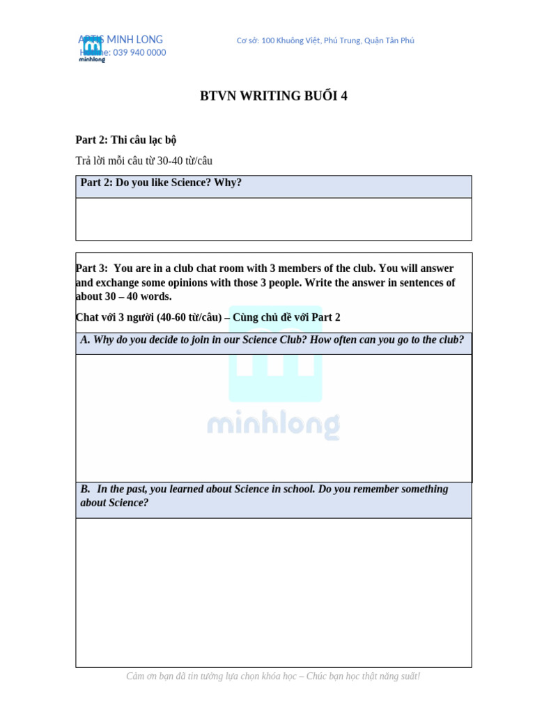 Btvn Writing Lesson 4 | PDF