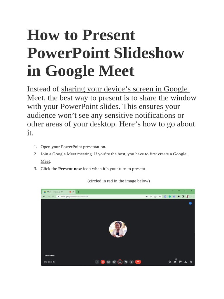 How to Present PowerPoint Slideshow in Google Meet | PDF