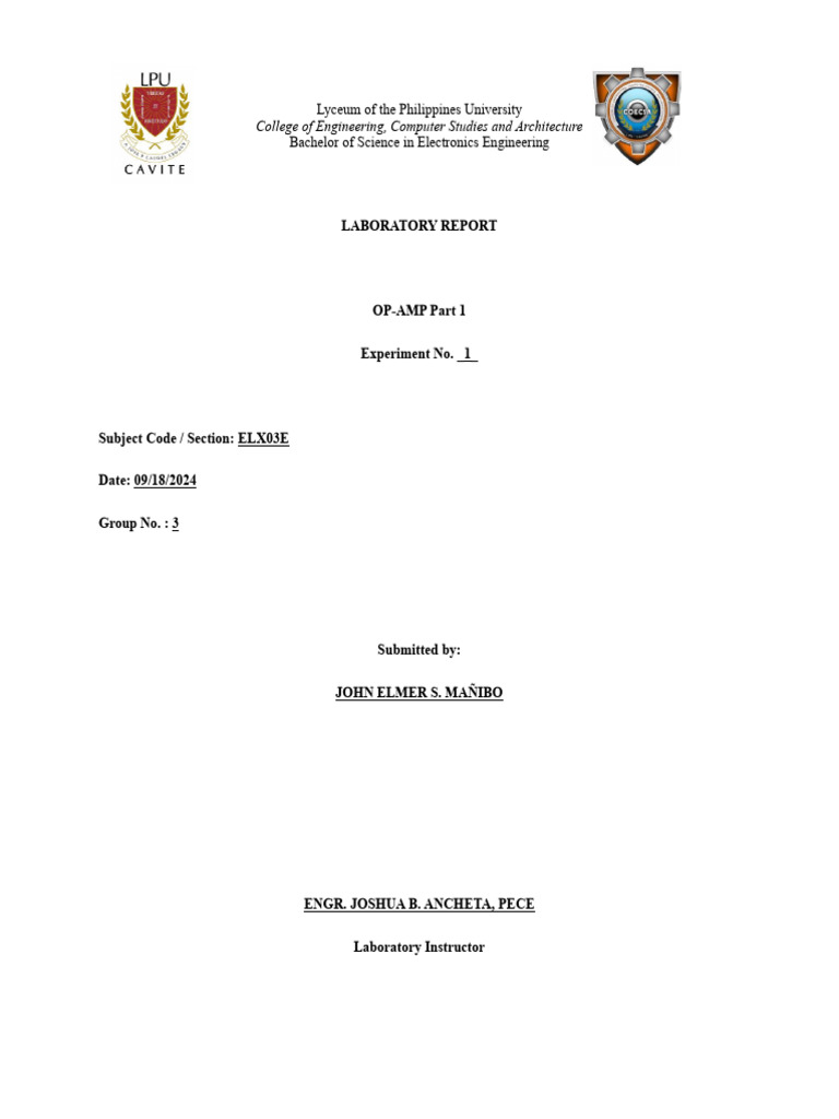 1 - Elecs 3 LAB | PDF