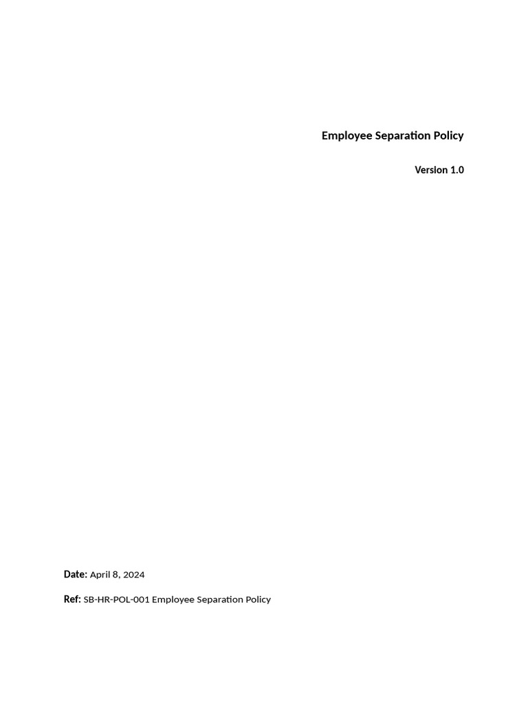 Employee Separation Policy Overview | PDF | Business