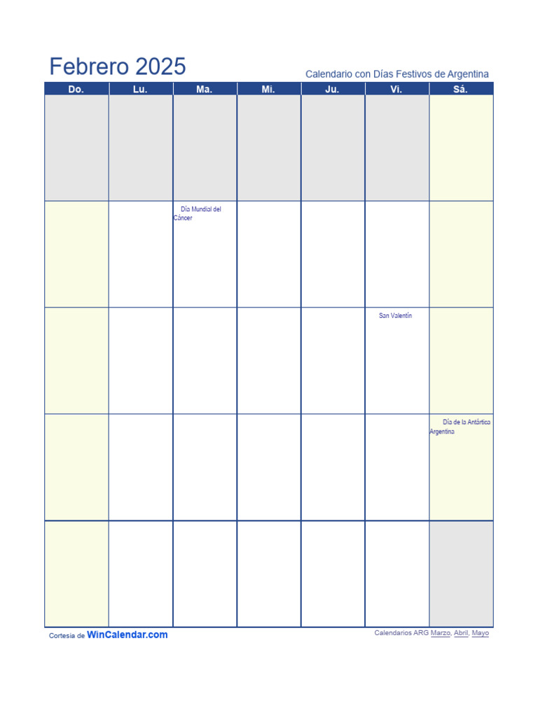 Calendario Festivos Febrero 2025 AR | PDF