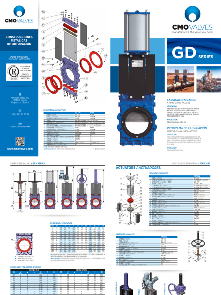 Válvulas de Guillotina GD: Especificaciones | PDF | Arandela (Hardware ...
