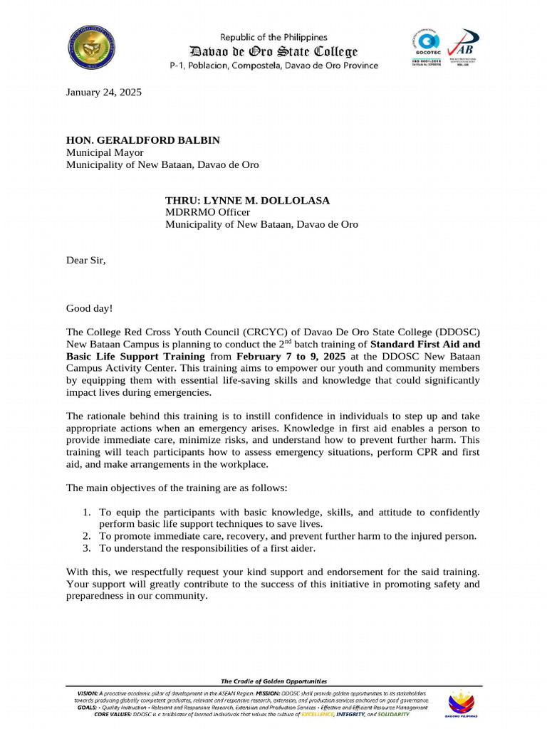 CRCYC Request Letter To Mayor | PDF