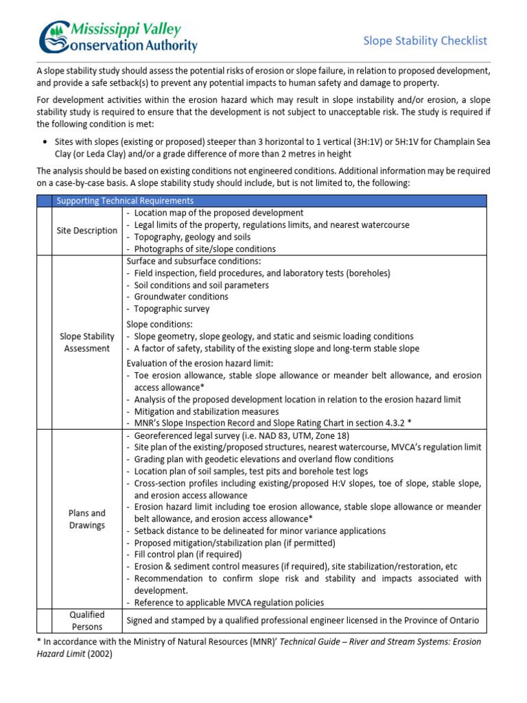 External Slope Stability Checklist FINAL | PDF | Erosion | Earth Sciences