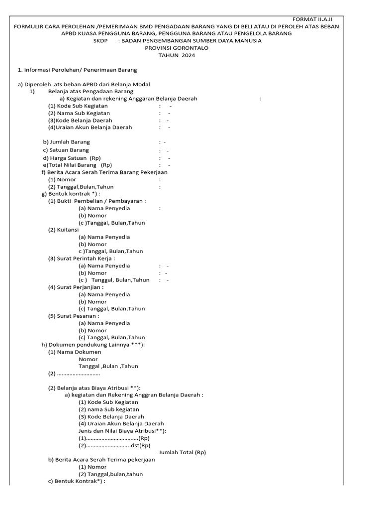 Contoh Form Perolehan Barang Nihil | PDF