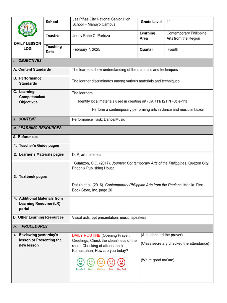 CPAR DANCE Performance Task | PDF | Learning | Teachers