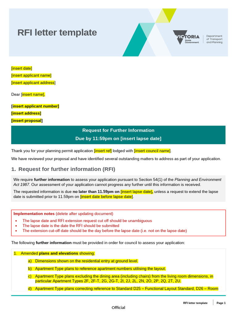 RFI Letter Template Accessible | PDF